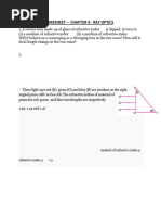 Worksheet Refractive Index Numericals CH - 10 Light Class - X | PDF ...