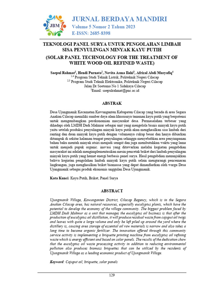 Teknologi Panel Surya Untuk Pengolahan Limbah Sisa | PDF