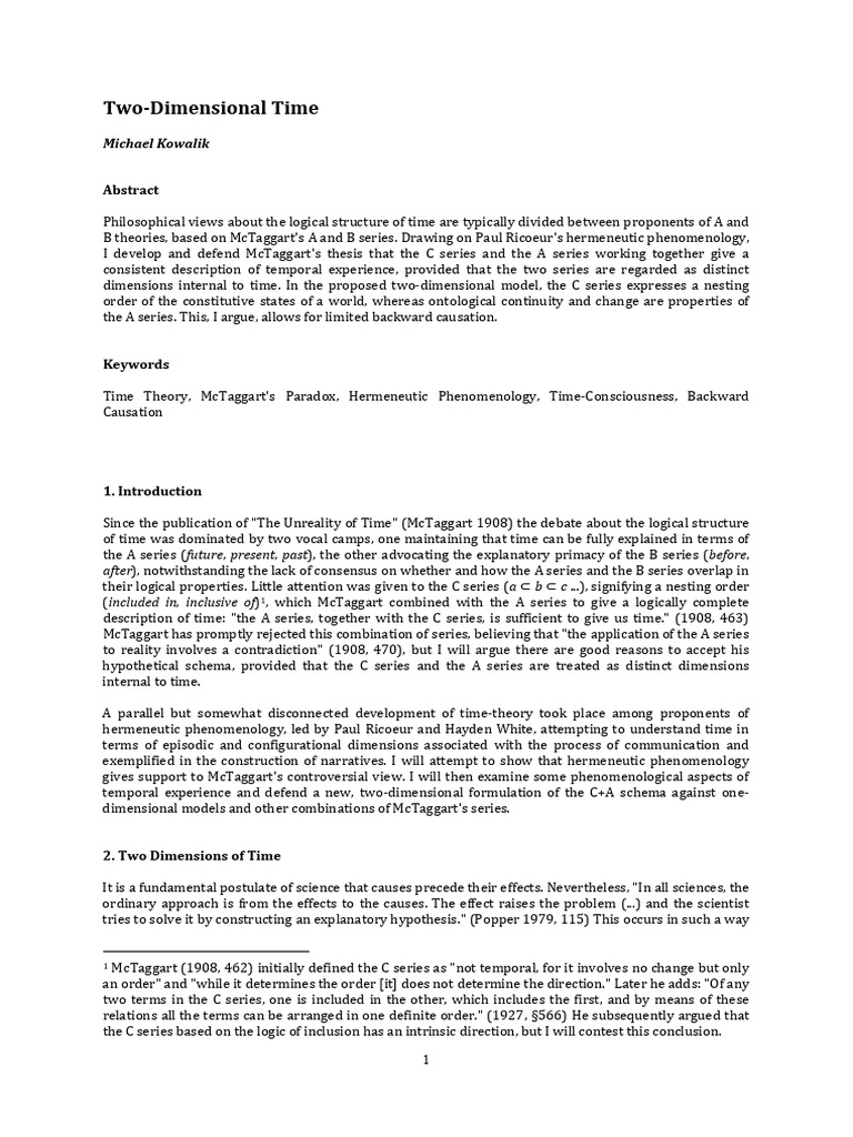 Two-Dimensional Time: Michael Kowalik | PDF | Time | Experience