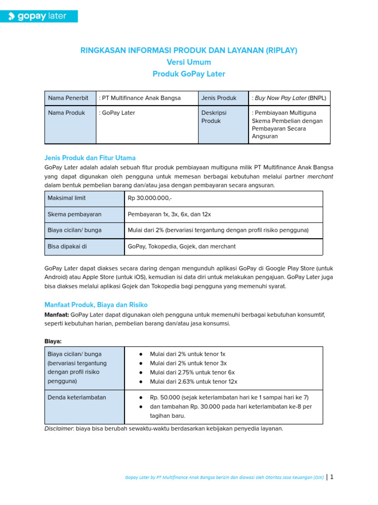 RIPLAY GoPay Later MAB | PDF