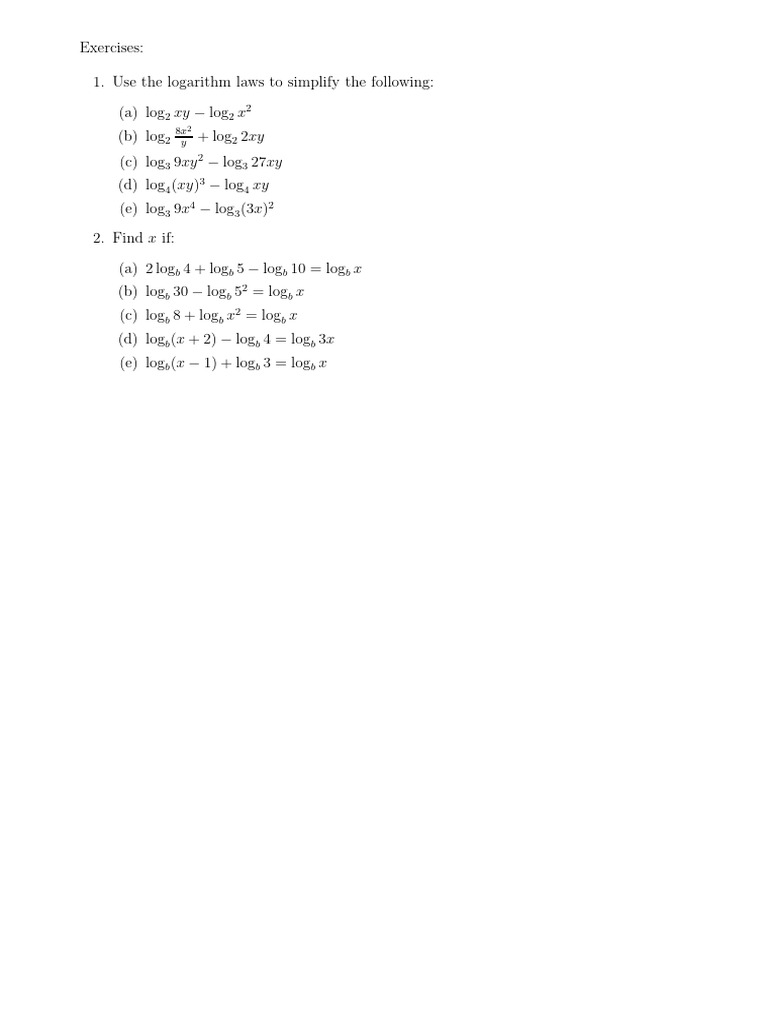 Add Math - Logarithms and Exponentials Worksheet - FINAL - Part4 | PDF