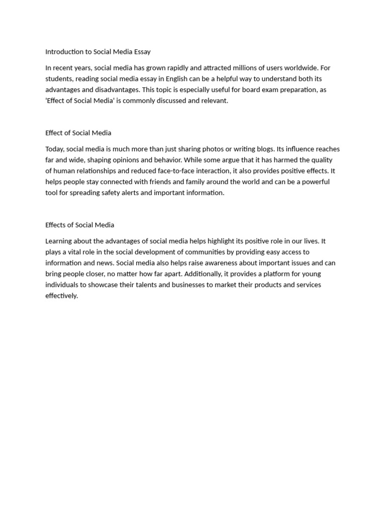 Introduction To Social Media Essay | PDF