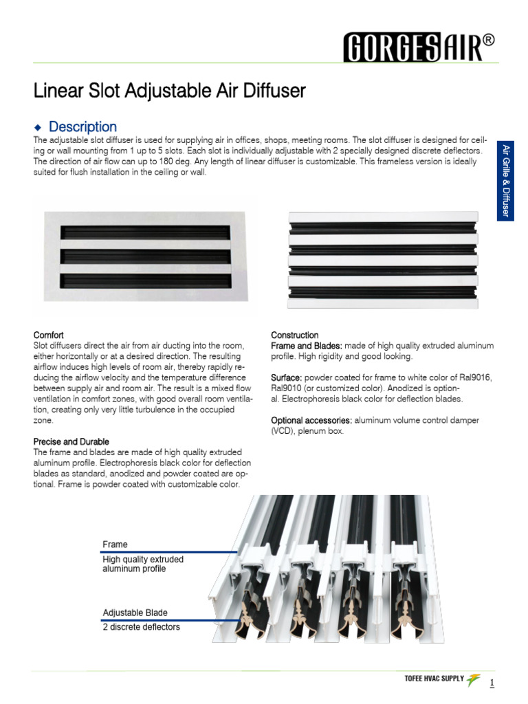 Adjustable Linear Slot Diffuser Guide | PDF | Engineering ...