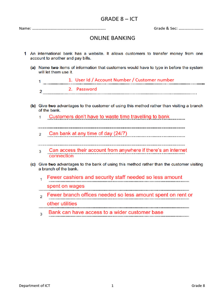 WS Online Banking Answer1 | PDF