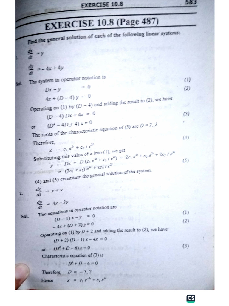 System of Linear Differential Equation | PDF