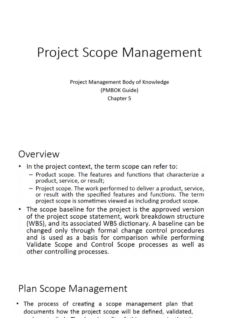 Project Scope Management Chapter 5 | PDF