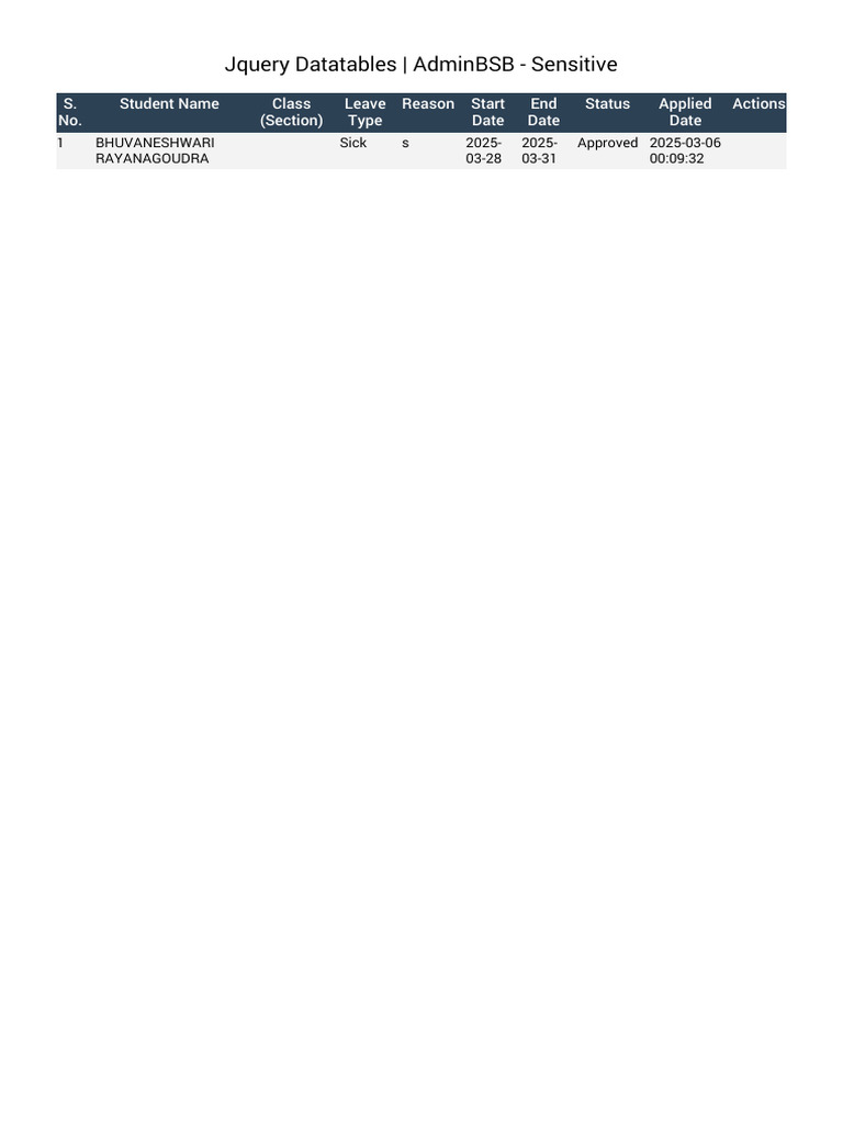 Jquery Datatables AdminBSB - Sensitive | PDF