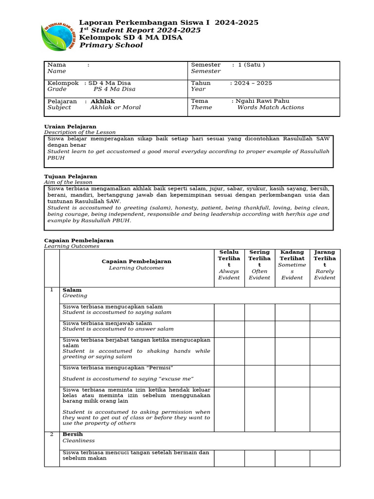 PORTO TW 1 SD 4 Ma Disa TA. 2024-2025 | PDF | Prophets And Messengers In Islam