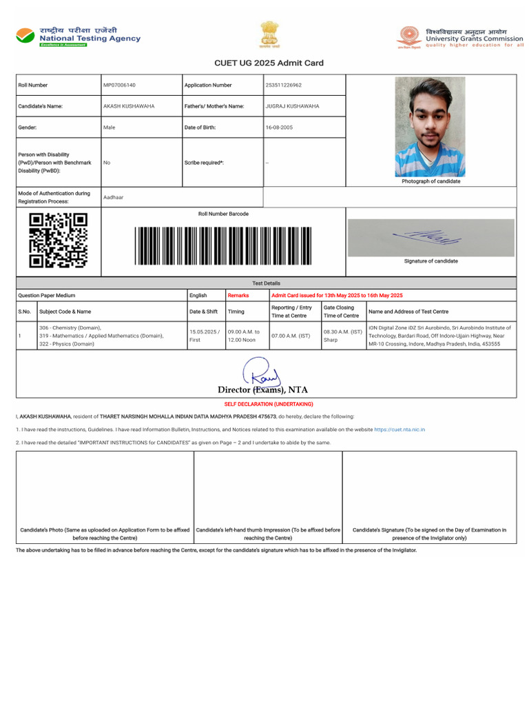 AdmitCard 253511226962 | PDF