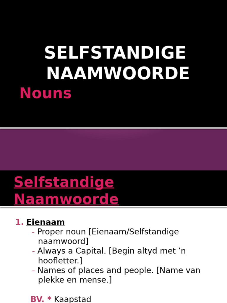 Selfstandige Naamwoorde | PDF