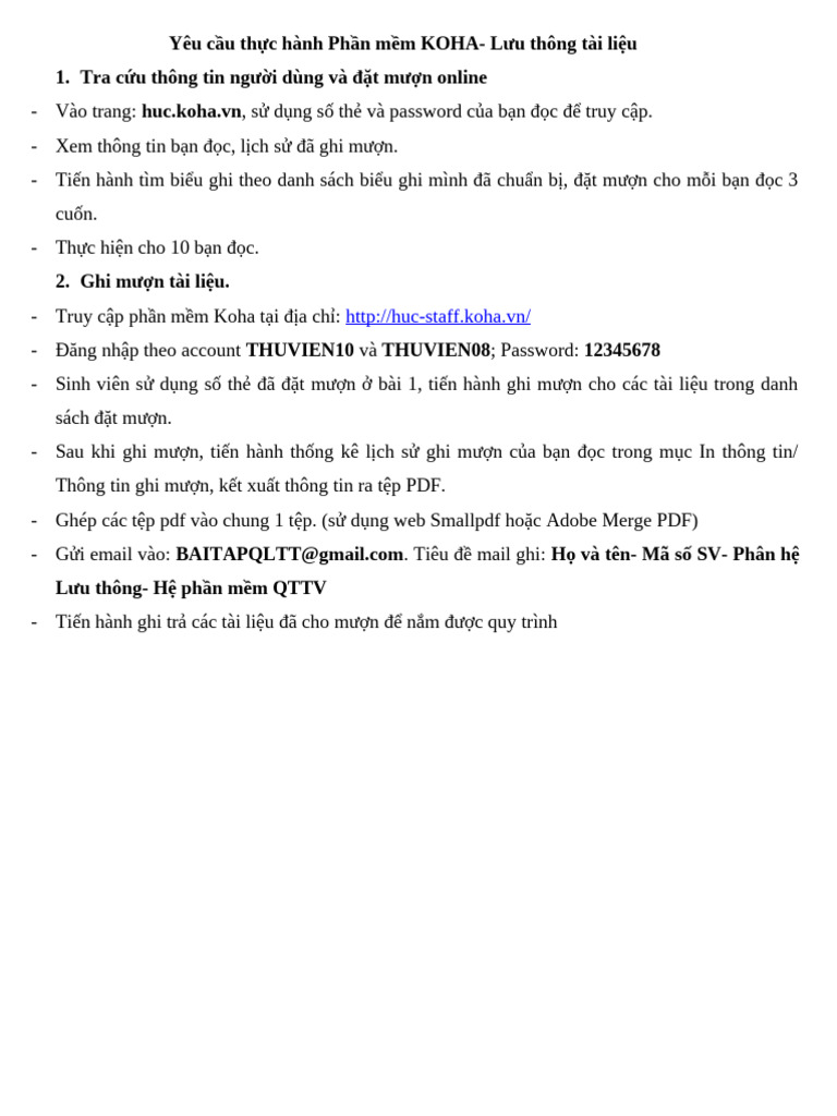 6. Bài Tập Số 6- Phần Mềm KOHA- Lưu Thông Tài Liệu | PDF