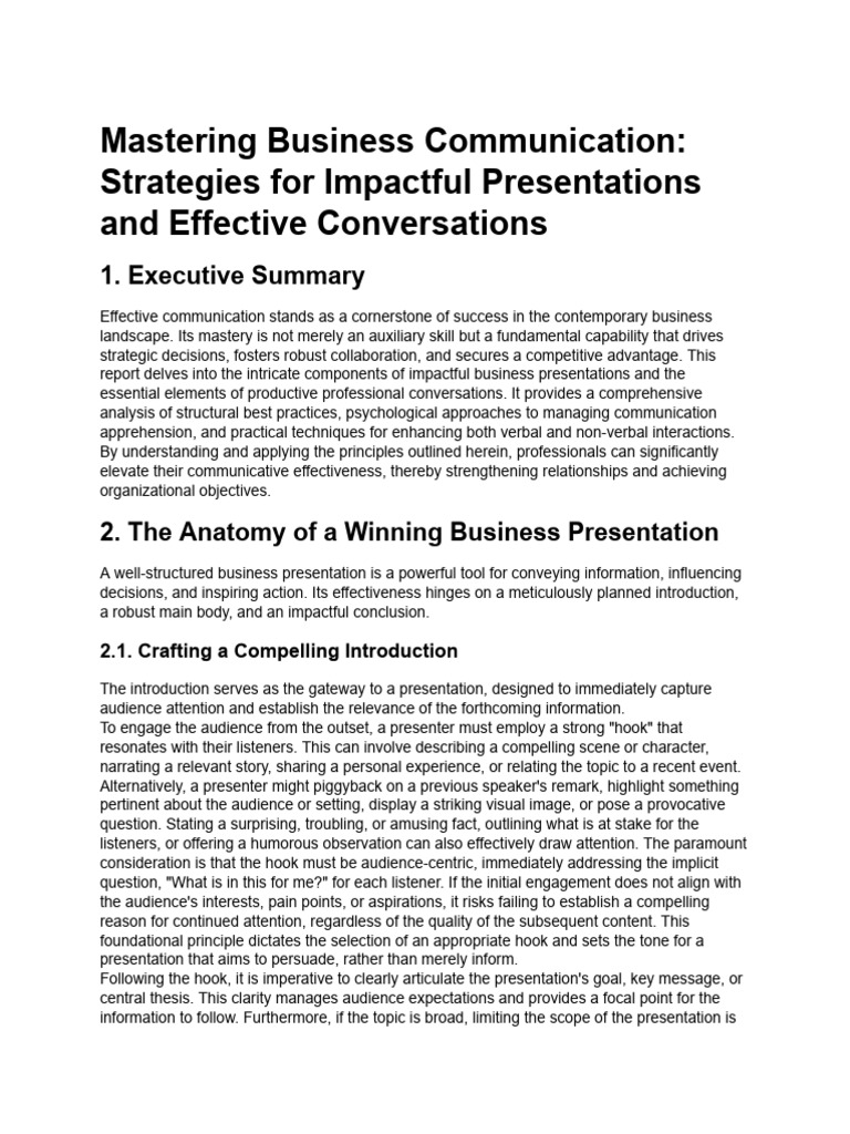 Presentation and Conversation Essentials | PDF | Nonverbal ...