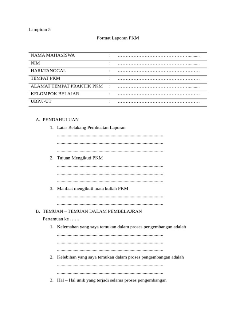 Format Laporan PKM | PDF
