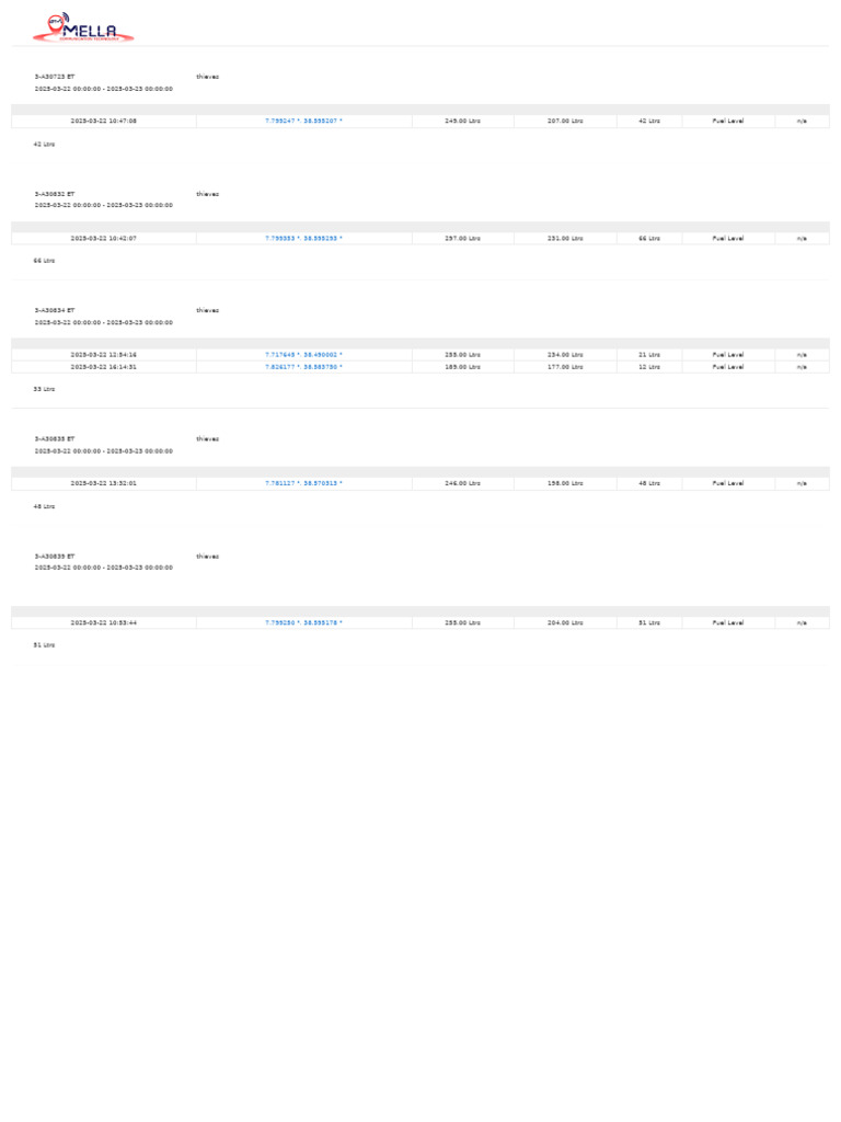 Fuel Theft Summary Report | PDF
