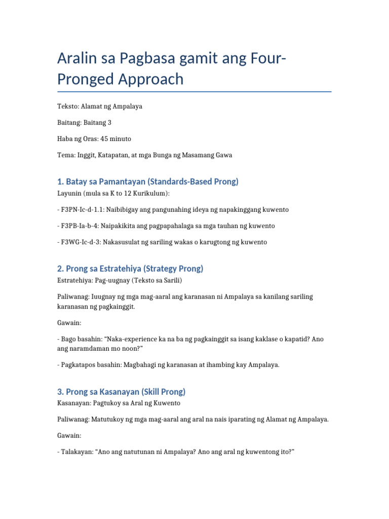 Aralin Four-Pronged Alamat NG Ampalaya | PDF