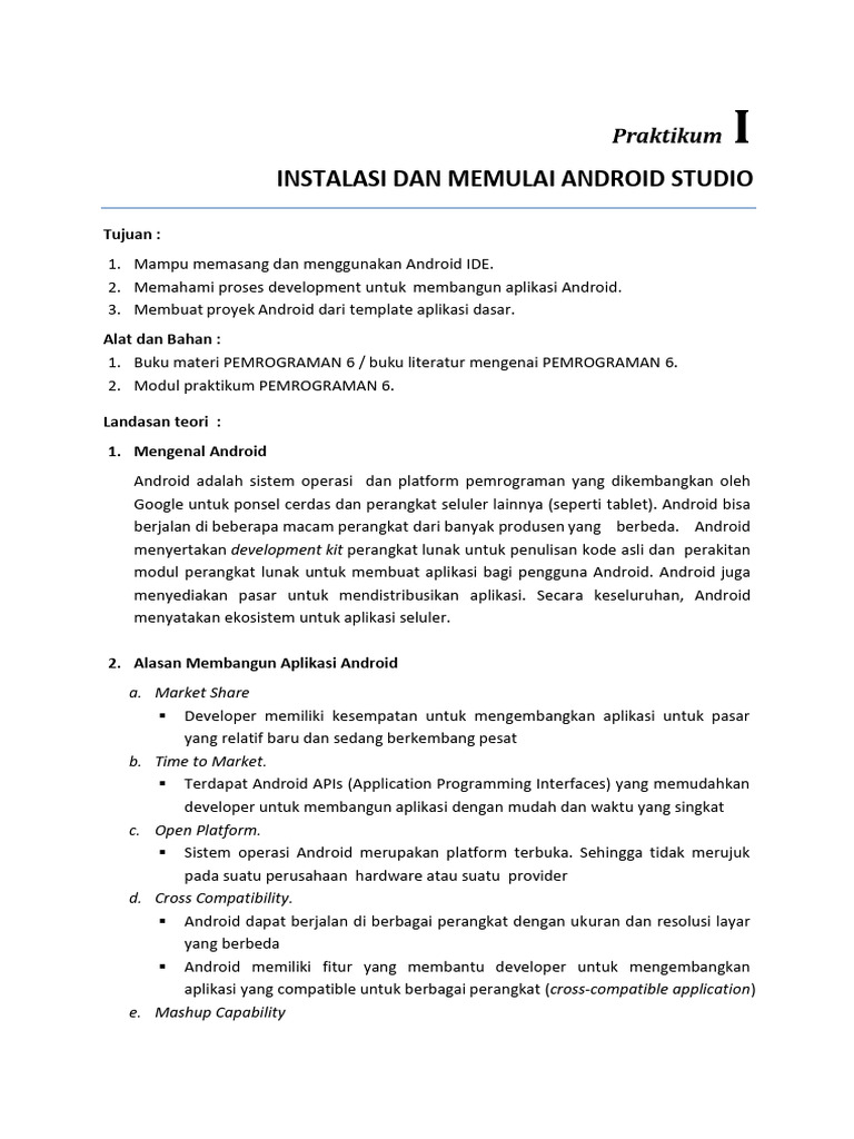 Modul 1 (Instalasi Dan Memulai Android) | PDF