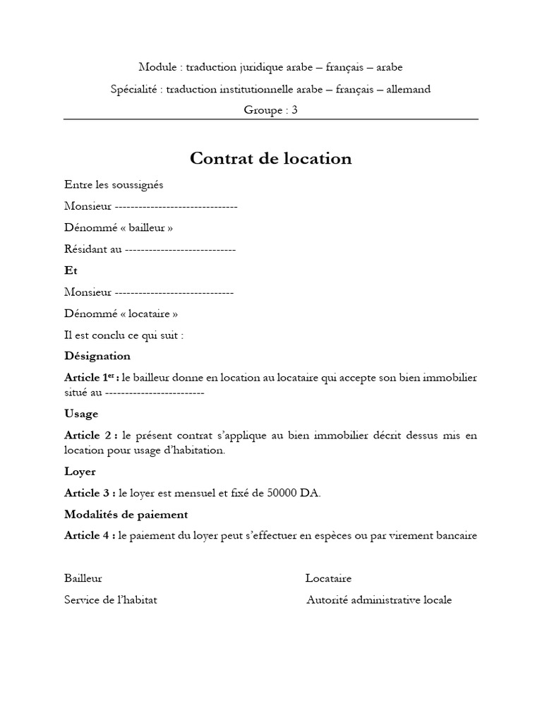 Contrat de Location | PDF