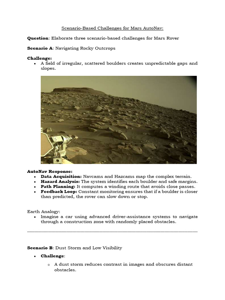 Mars Rover AutoNav Challenge Summary | PDF | Mars | Rover (Space ...