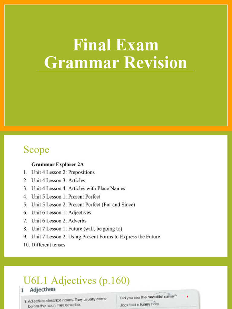 Final Exam Gram Revision | PDF | Adjective | Syntax