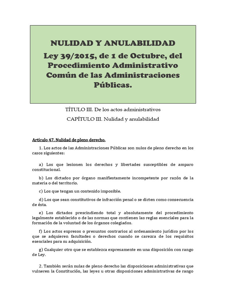 Nulidad y Anulabilidad | PDF | Nulo (ley) | Gobierno