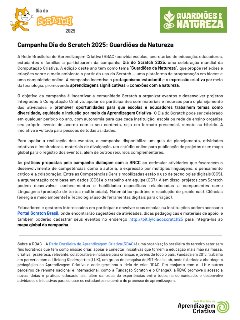 One pager - Dia do Scratch 2025 v_doc | PDF | Swift (linguagem de ...