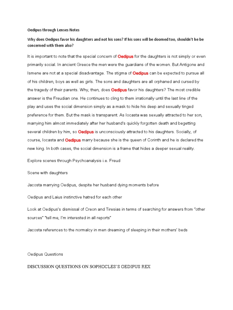 Oedipus Through Lenses Notes | PDF | Boeotian Mythology | Theban Mythology