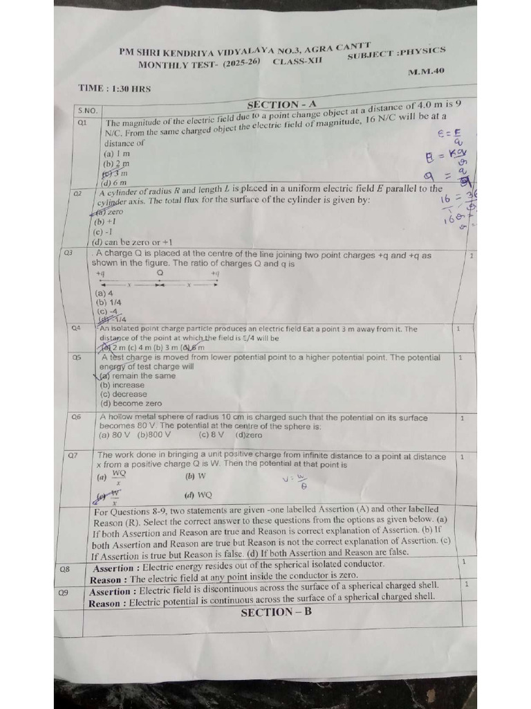 Monthly Test XII Practice Paper | PDF