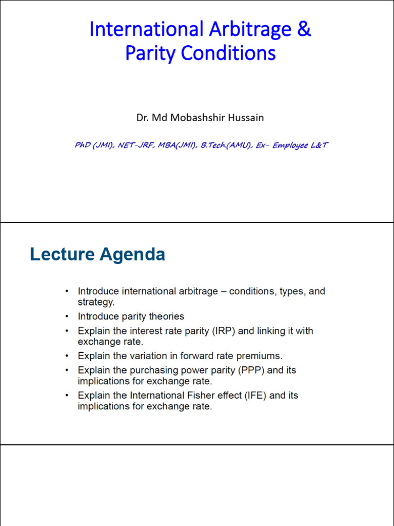 Unit 2 International Arbitrage - Parity Conditions | PDF | Arbitrage ...