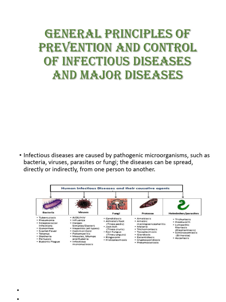 GENERAL PRINCIPLES OF PREVENTION AND CONTROL OF INFECTIOUS | PDF ...
