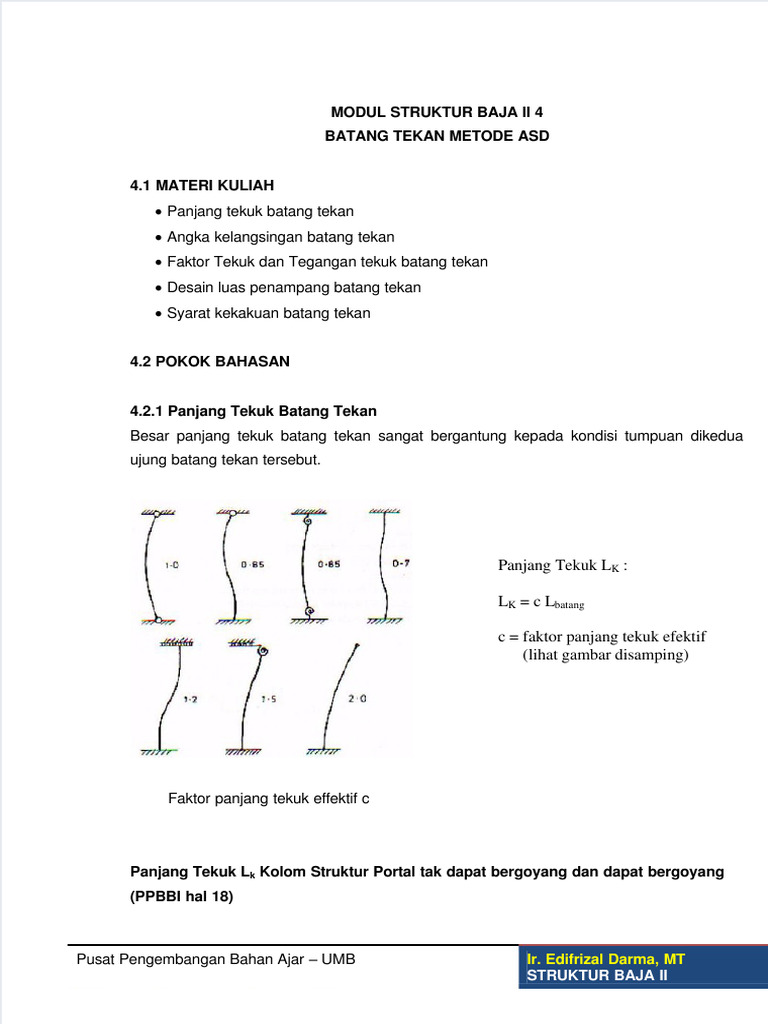 Analisis Tekuk Batang Tekan Baja | PDF