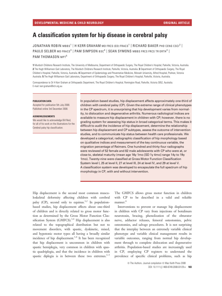 Robin Et Al. - 2009 - A Classification System For Hip Disease in ...