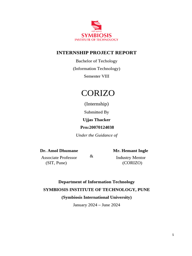 Internship Report Corizo | PDF | Websites | World Wide Web