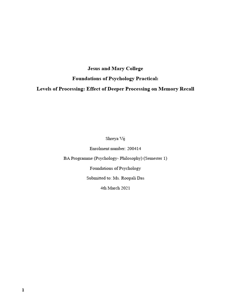 LOP - Final Practical Report | PDF | Experiment | Psychology