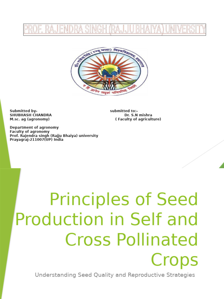 Principles of Seed Production Overview | PDF | Pollination | Seed