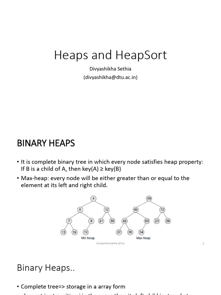 Lec 10 Heaps and Heap Sort | PDF | Queue (Abstract Data Type) | Algorithms And Data Structures
