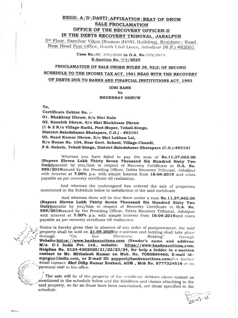 Sale Proclamation 94 of 2025 | PDF
