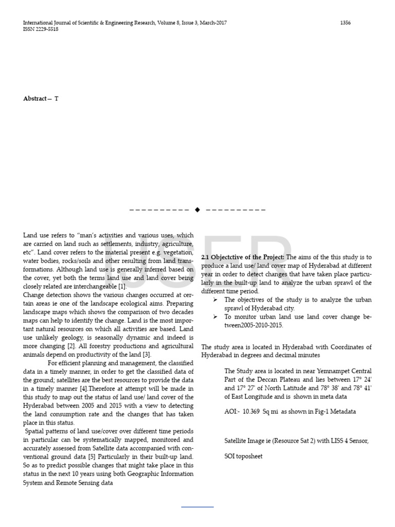 5 - Urban Sprawl Mapping and Land Use Change Analysis Using Remote Sensing and GIS | PDF ...