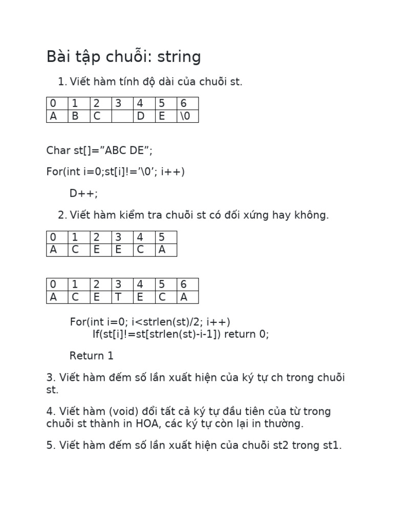 Bai Tap Chuoi - String | PDF