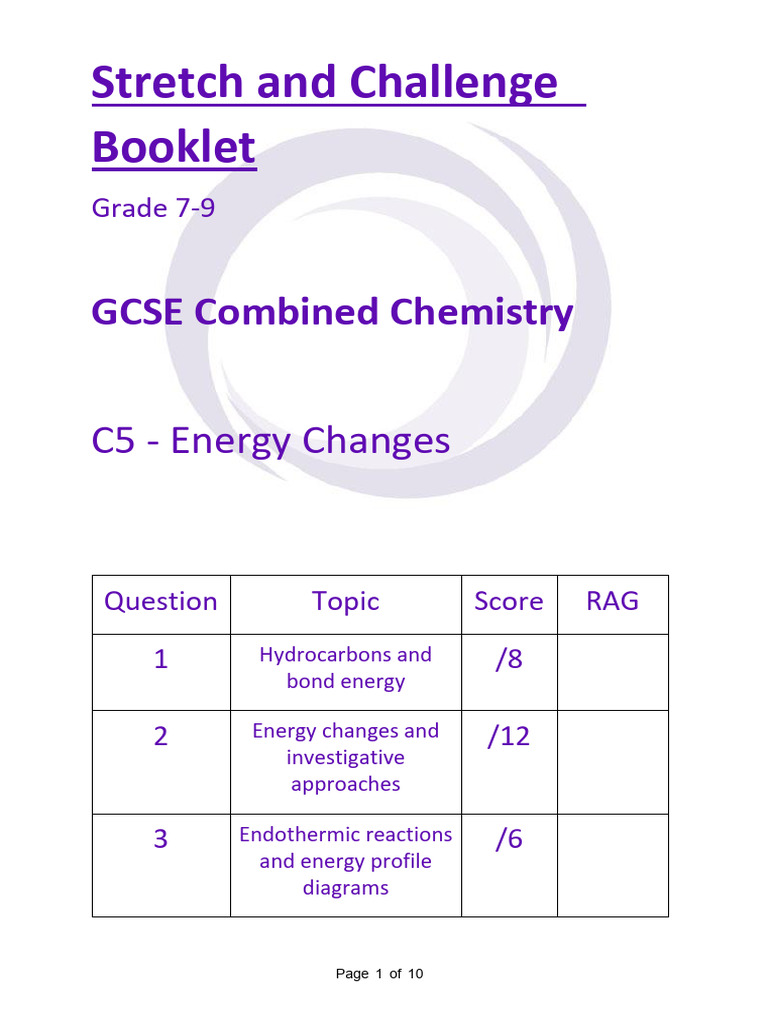C5 Comb 7+ Challenge Booklet | PDF | Methane | Chemical Reactions