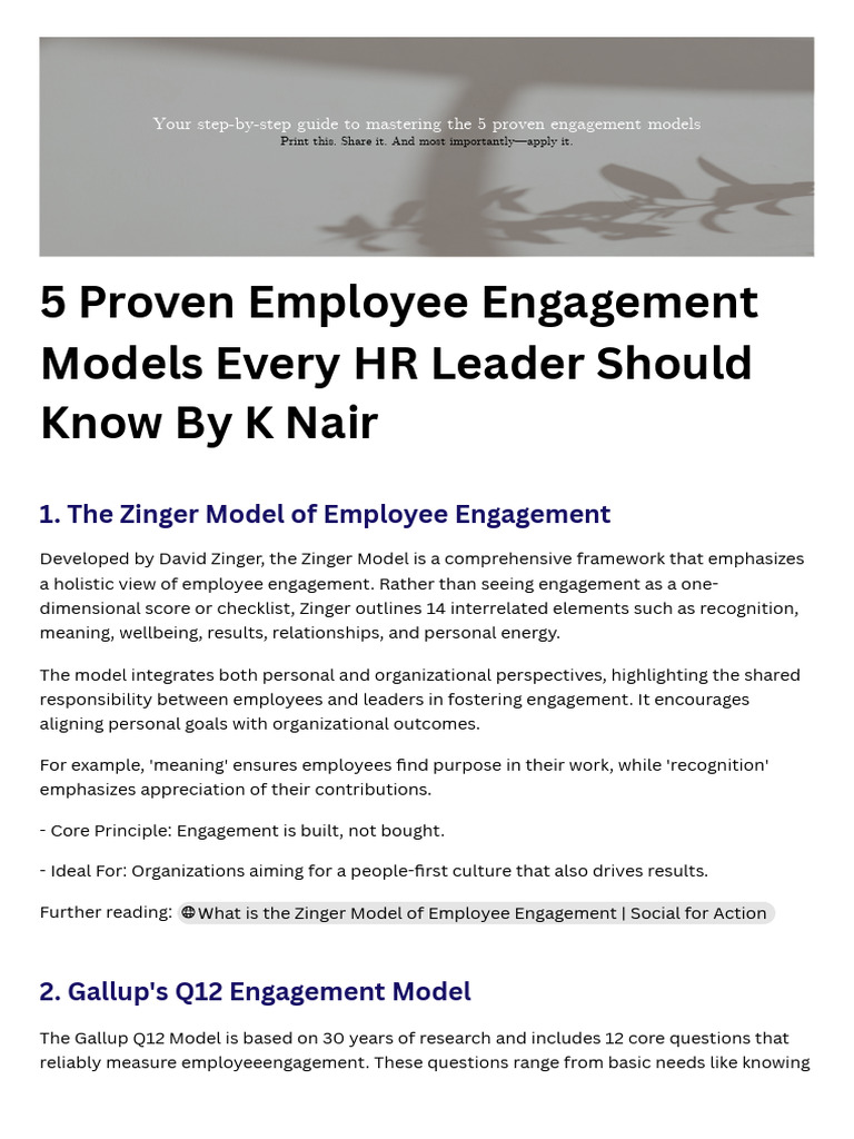 Engagement Models Cheat sheet by K Nair | PDF | Leadership | Employment