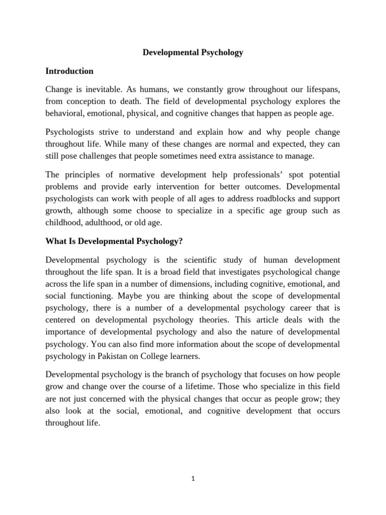 Developmental Psychology | PDF | Developmental Psychology | Psychology
