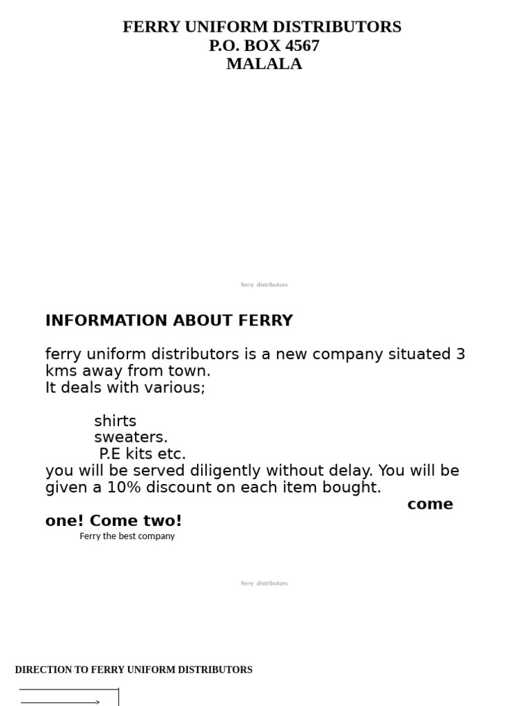 Ferry Uniform Distributors Overview | PDF