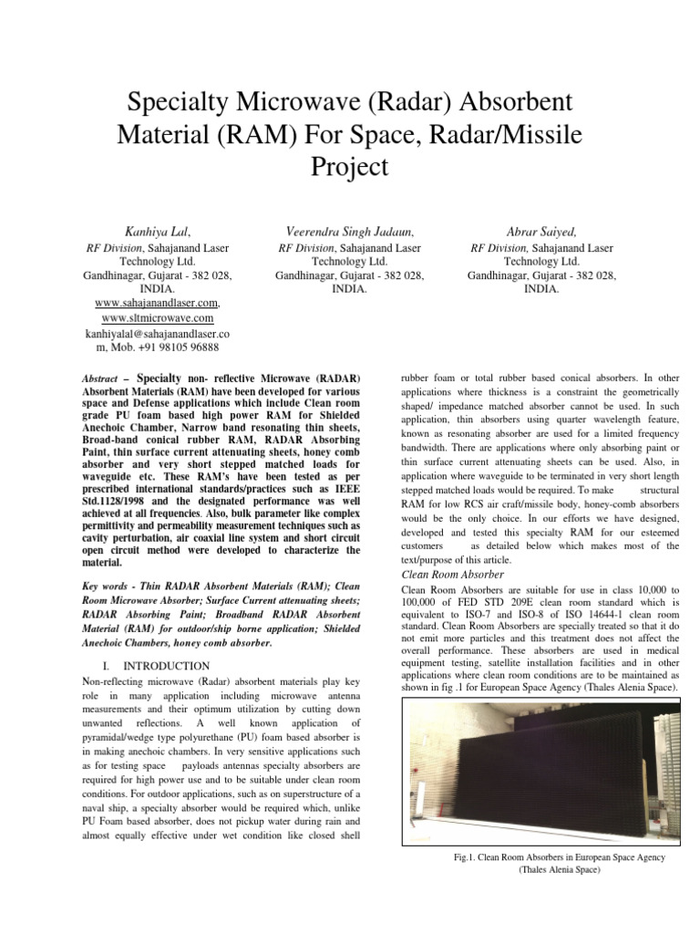 Artical On Special Pupose RAM | PDF | Microwave | Radar
