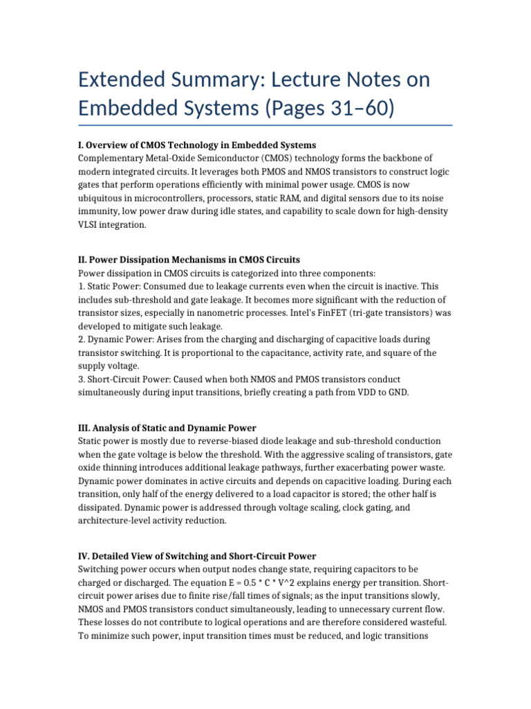 Extended Embedded Systems Summary Pages 31 60 | PDF | Cmos | Mosfet