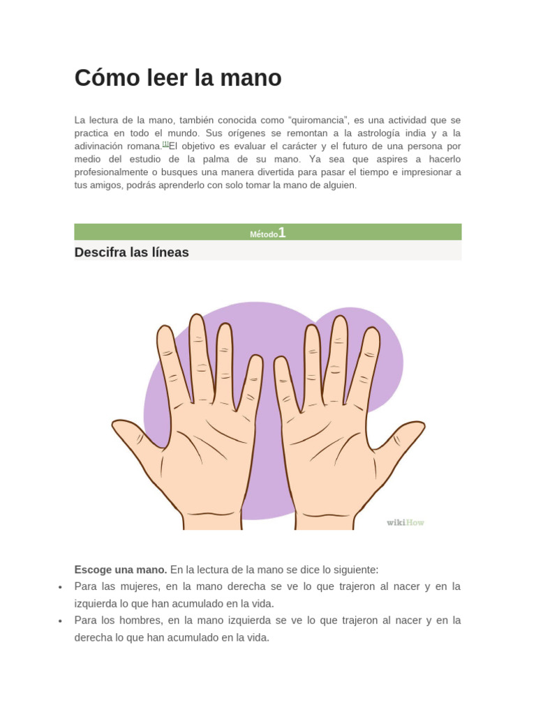 Guía completa para leer la mano | PDF | Las emociones | Sicología