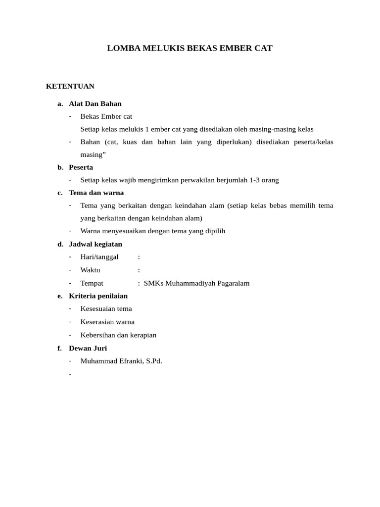Lomba Melukis Bekas Ember Cat | PDF