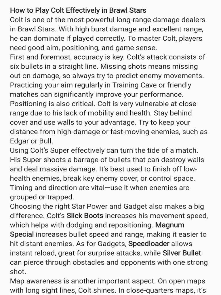 How To Play Colt Well | PDF