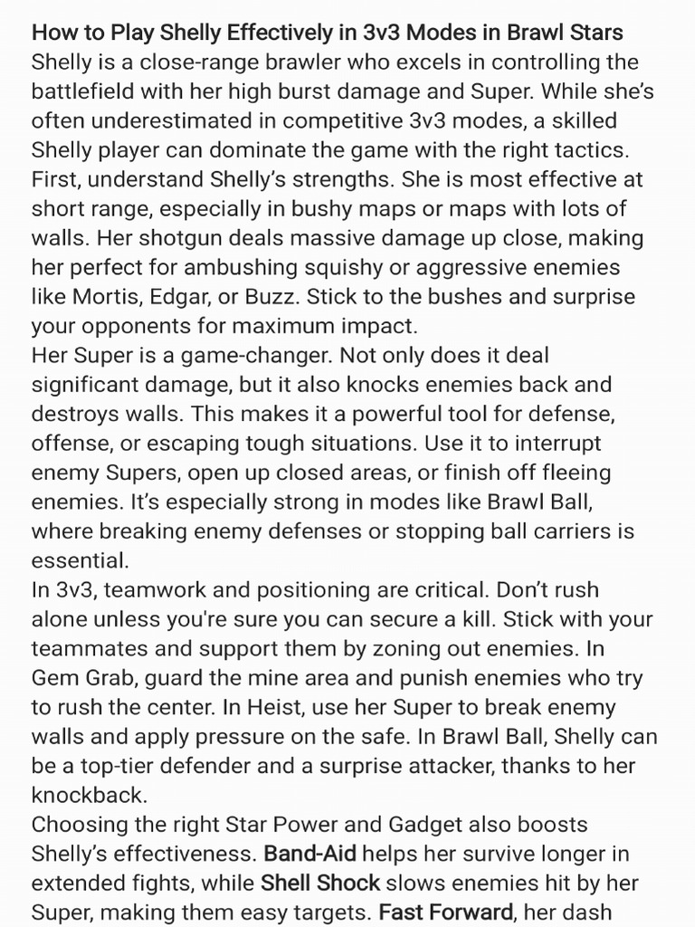 How To Play Shelly Effectively in 3v3 | PDF