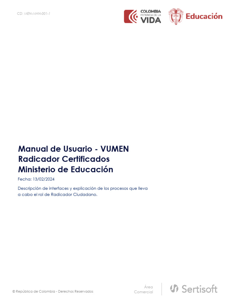 Vumen - Radicador - Manual de Usuario Mineducación | PDF | Contraseña ...
