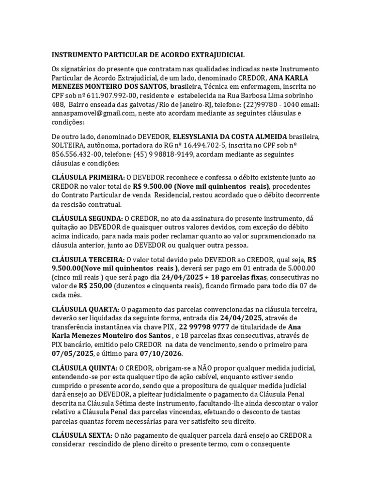 Acordo Extrajudicial de Pagamento | PDF | Crédito | Finanças e ...
